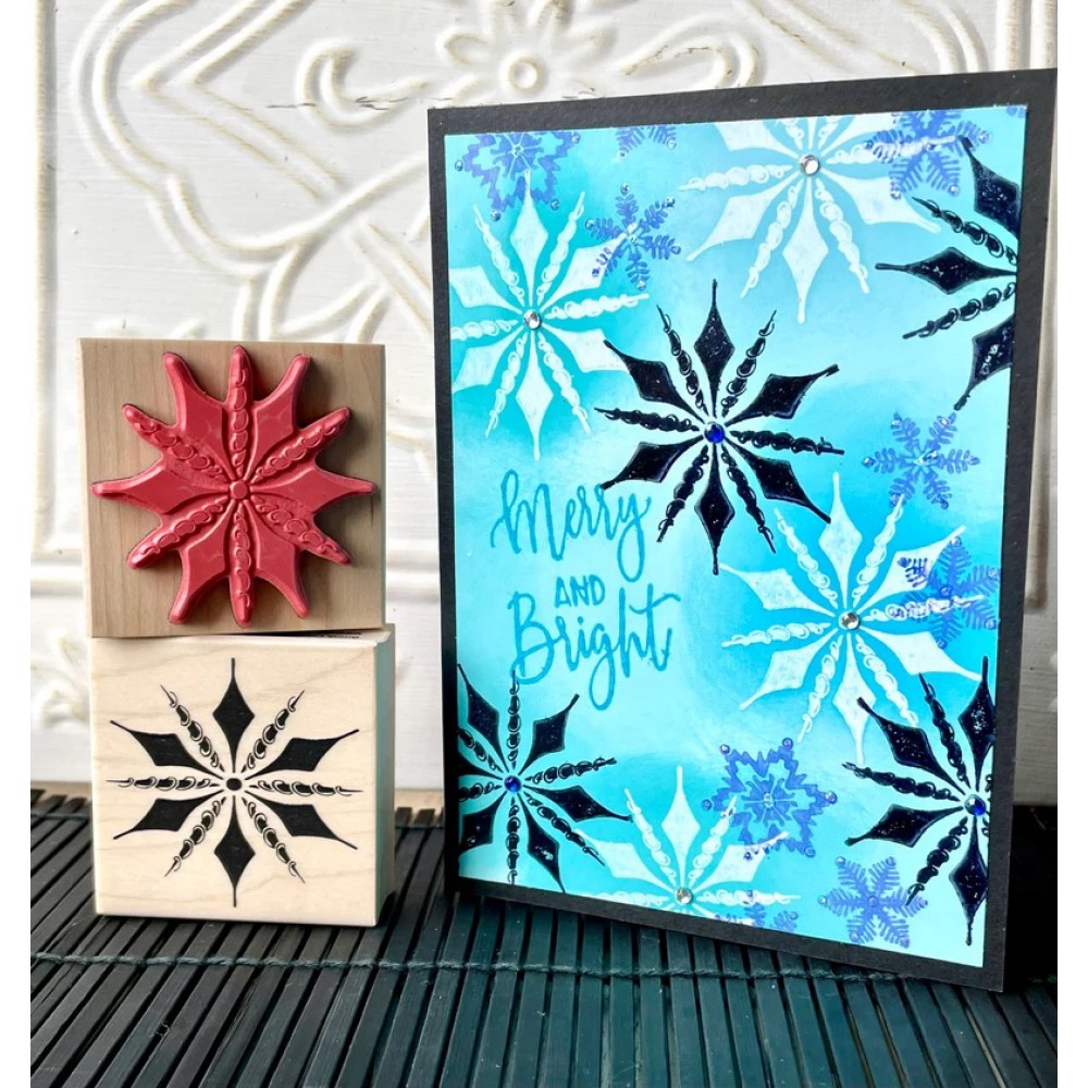 Retro Snowflake Rubber Stamp from The Old Island Stamp Company @oldislandstamps